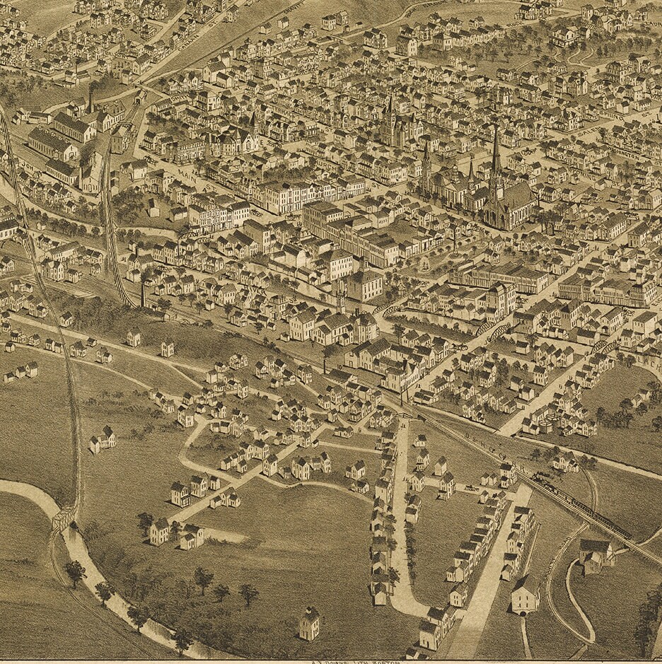 Map of Carbondale Lackawanna County Pennsylvania PA 1890. | Etsy