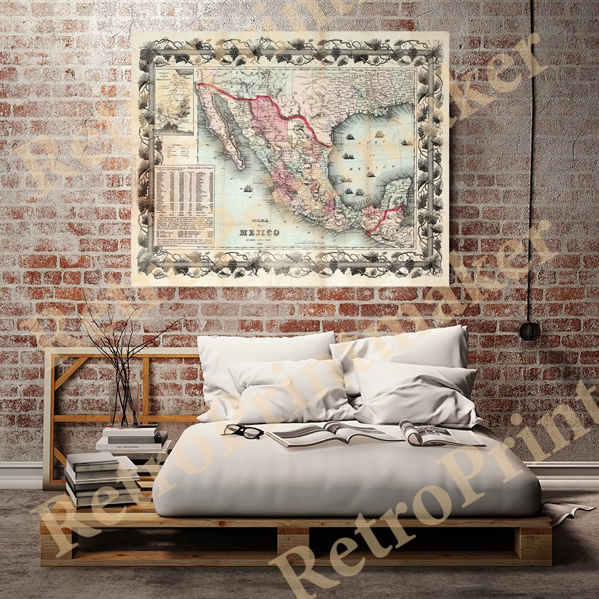 Mapa de México Mapa de los Estados Unidos de Méjico 1862. | Etsy