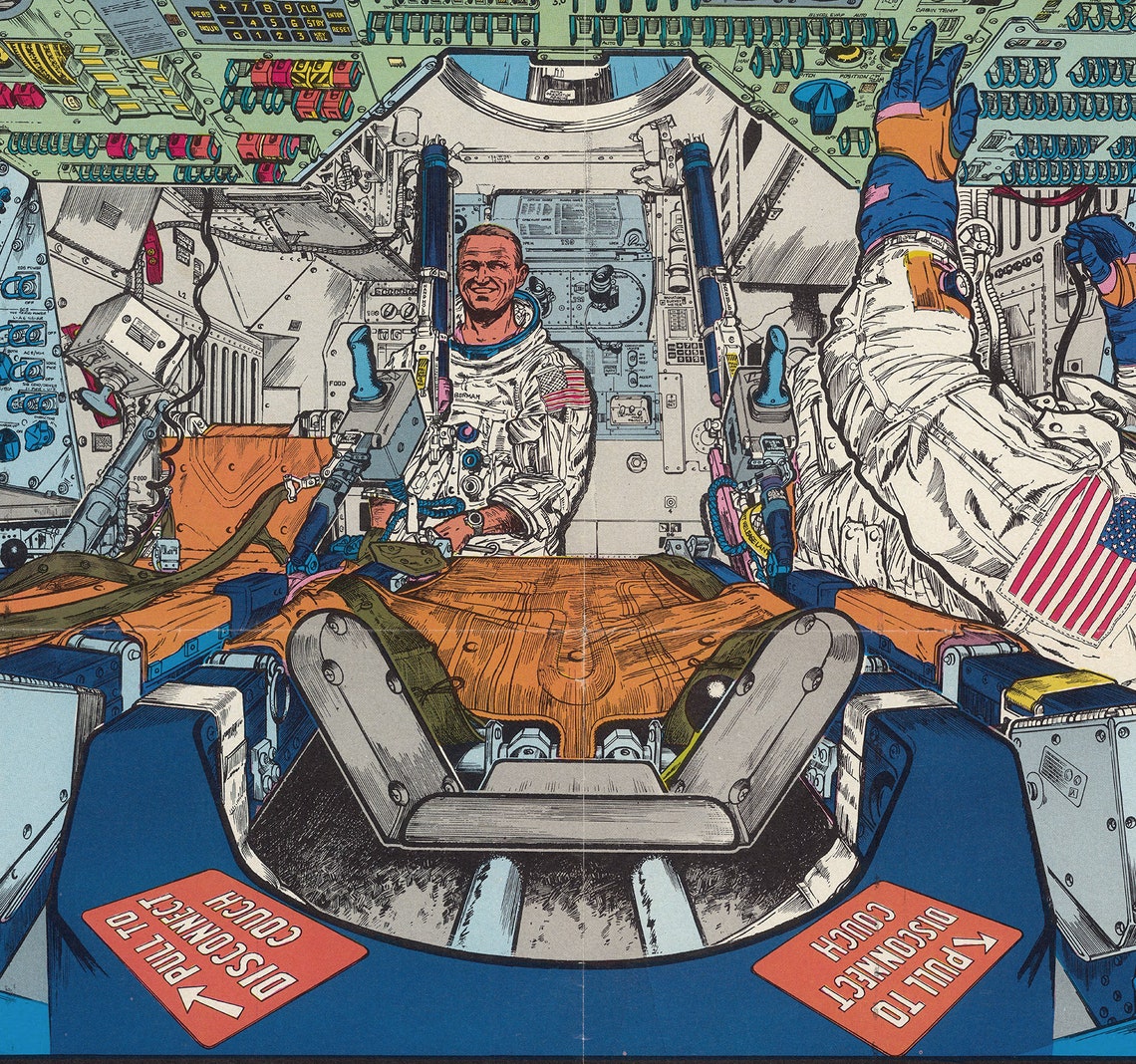 Vintage the Interior of an Apollo Cabin Poster. Vintage Moon | Etsy