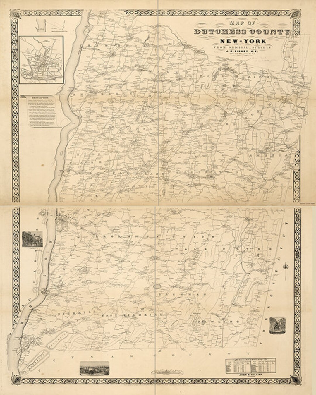 Map of Dutchess County, New York, NY, 1850 Restoration Hardware Home ...