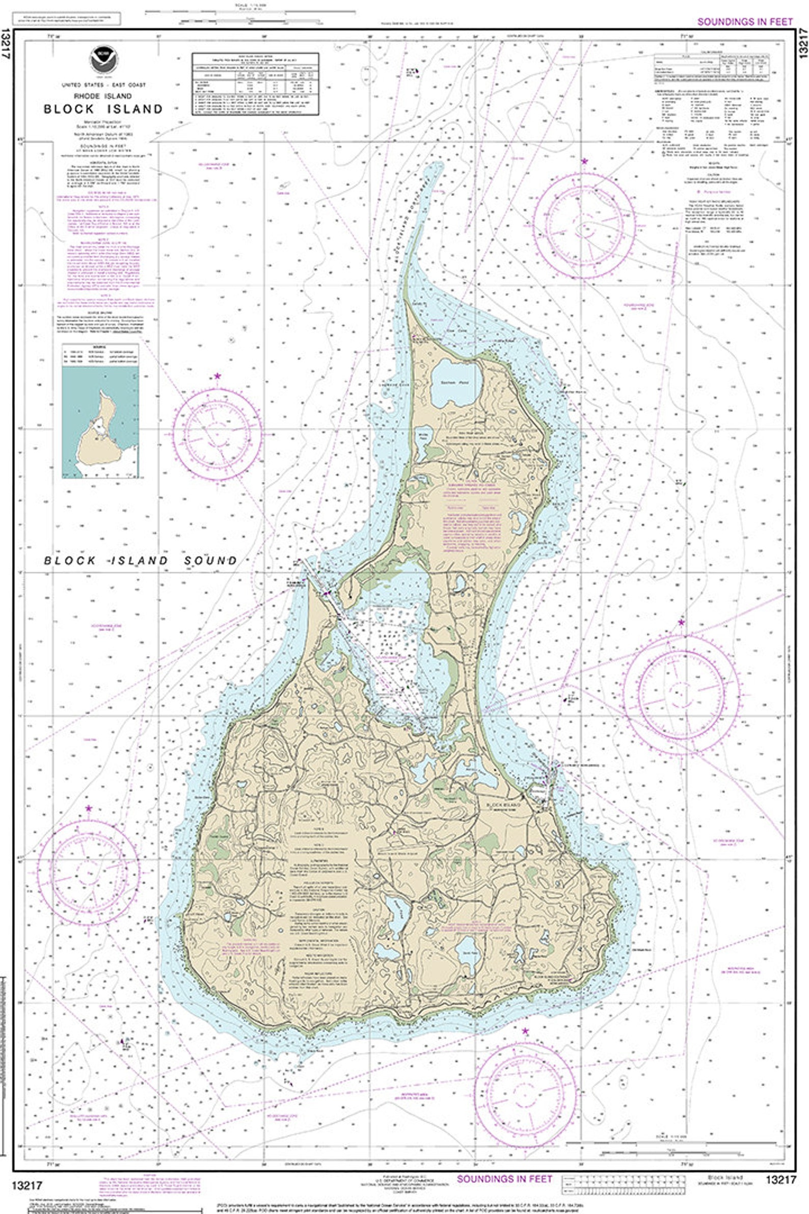 Nautical Charts of Block Island, Rhode Island. 13217 Montauk Point New ...