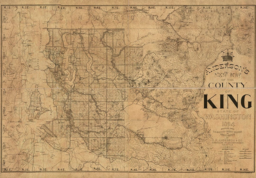 Map of King County, Washington WT., 1894. Vintage Restoration Hardware ...