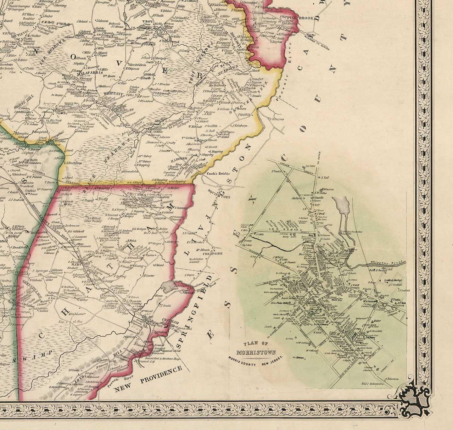 Map of Morris County New Jersey 1853. Vintage Home Decor - Etsy