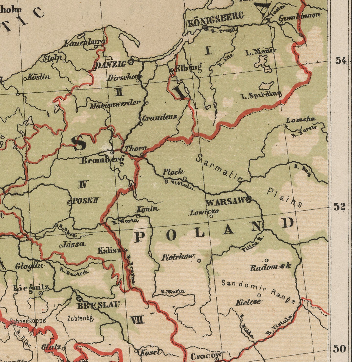 Map of Germany, 1880. Vintage Home Deco Style Old Wall Reproduction Map ...
