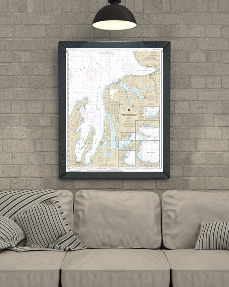 Nautical Chart of Grand and Little Traverse Bay. Lake Michigan - Etsy