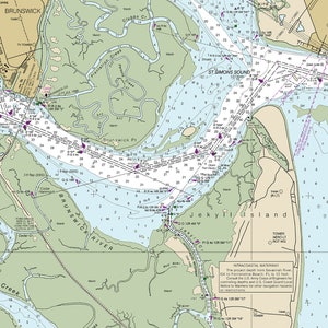 Nautical Charts of St Simons Sound, Brunswick Harbor and Turtle River ...
