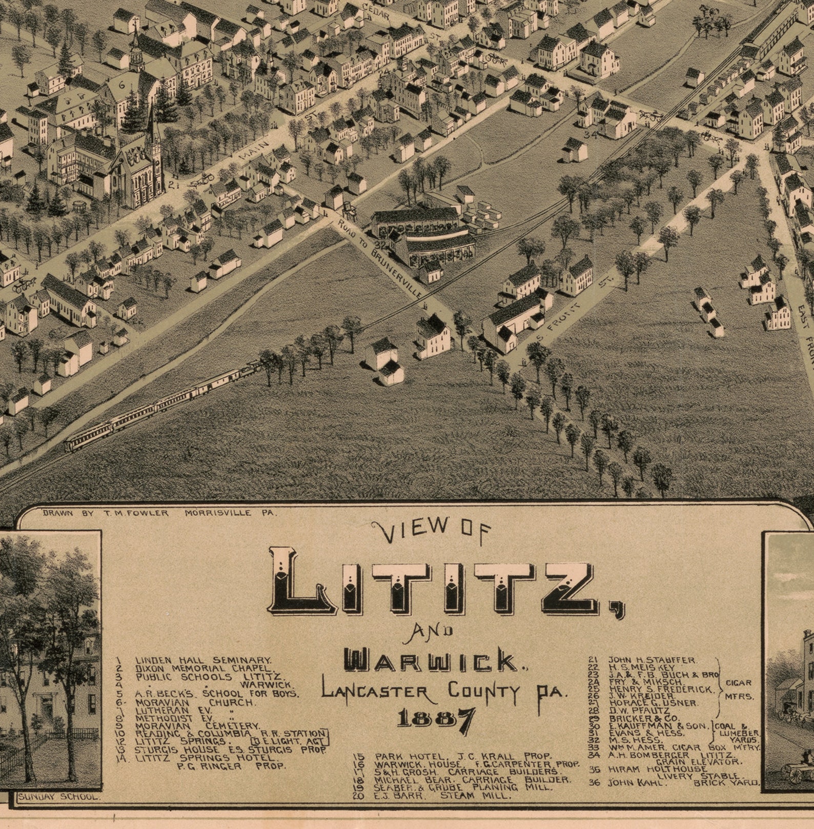 Map of Lititz and Warwick Lancaster Co. Pennsylvania PA | Etsy