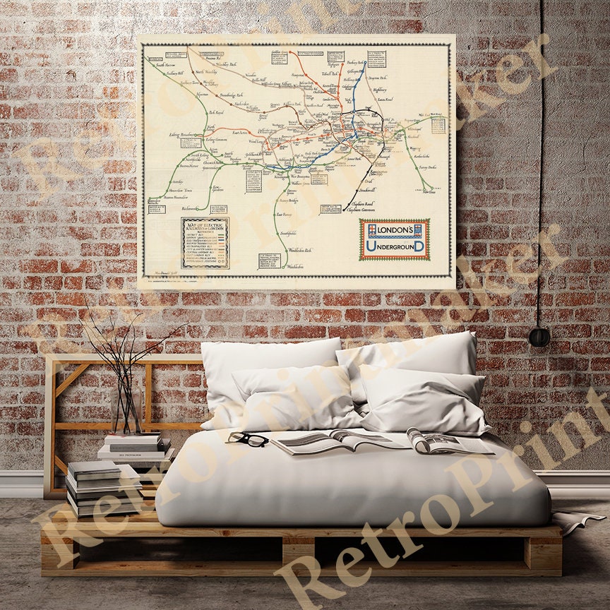 Map of London Underground. 1922. Vintage Home Deco Style Old | Etsy