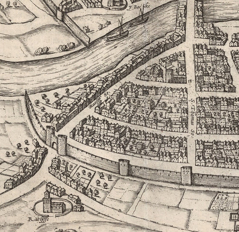 Map of Bristol and Clifton England U.K. 1581. Restoration - Etsy