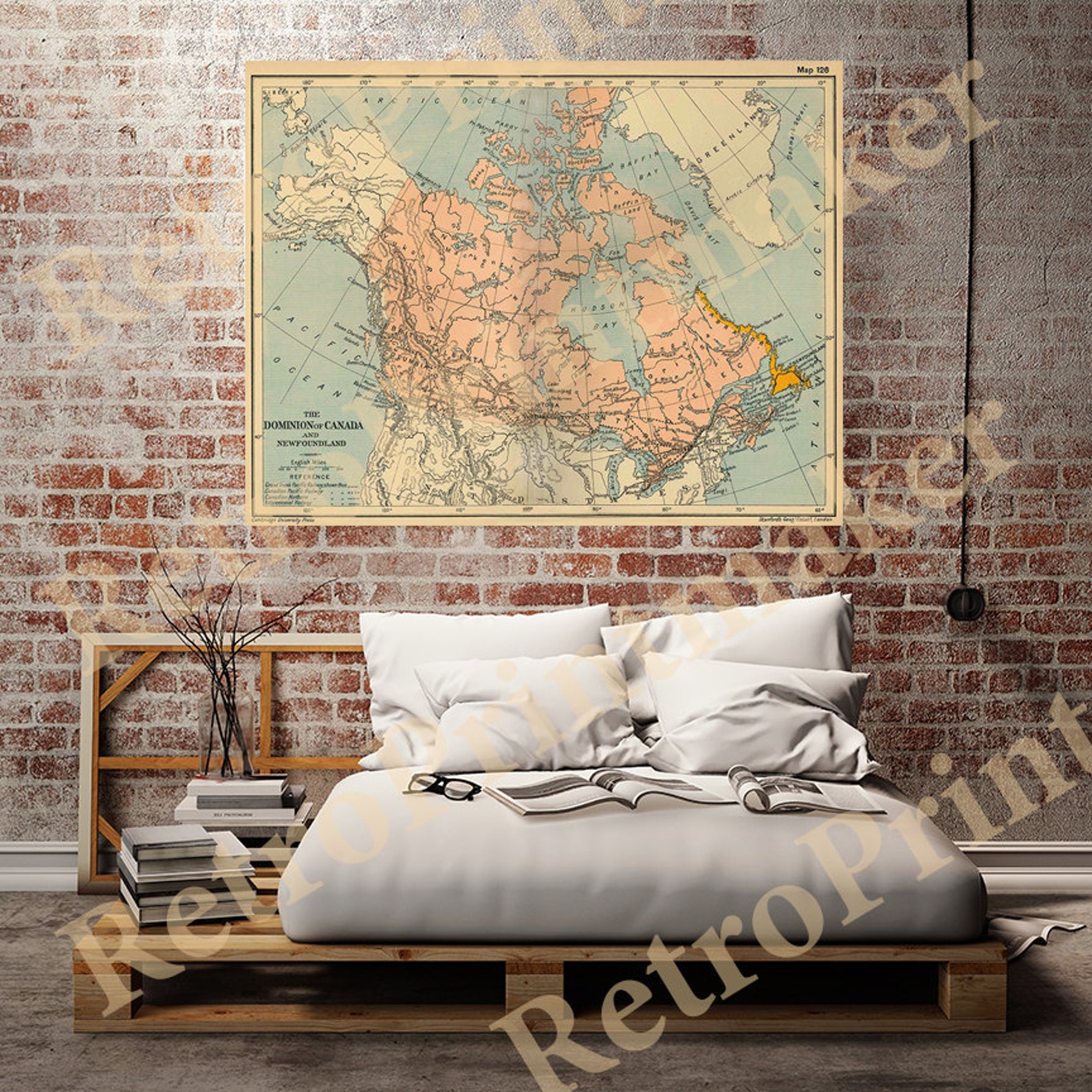 Map of Canada, and Newfoundland. Vintage Reproduction Map. Varies Sizes ...