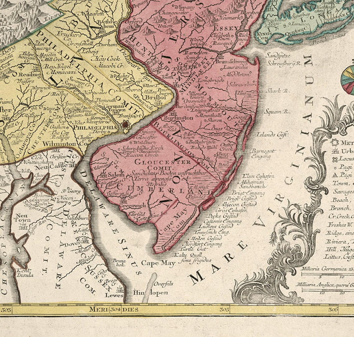 Atlas Map of Pennsylvania New Jersey and New York With the - Etsy