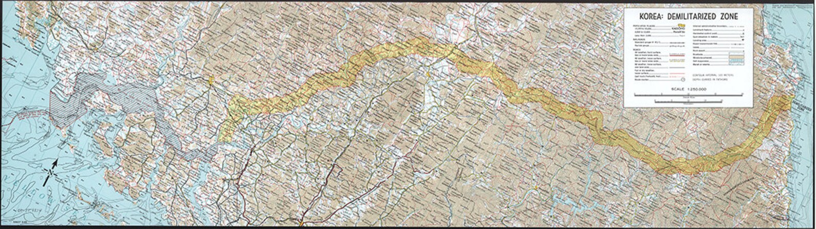 Map of Demilitarized Zone Btw North and South Korea, 1969. Restoration ...