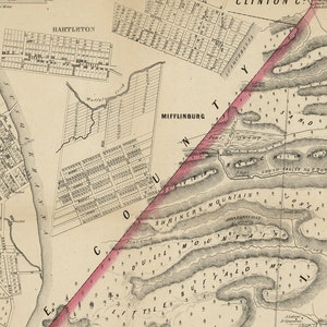 Map of Union County, Pennsylvania 1856. Vintage Restoration Hardware ...