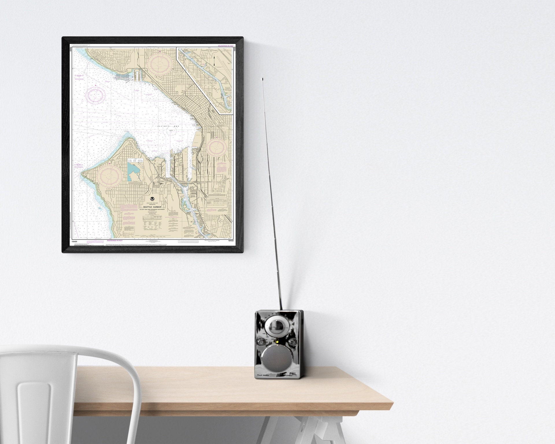 Nautical charts of Seattle Harbor. 18450 Elliott Bay and | Etsy