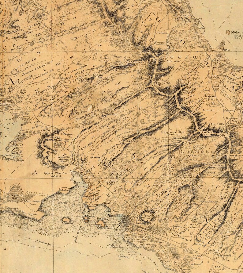 Map of Oahu, Hawaiian Islands, 1881. Restoration Hardware Home Deco ...
