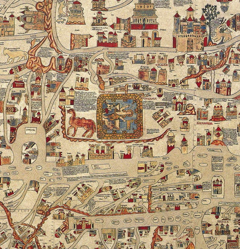 Ebstorf Map Mappa Mundi Medieval European Map of the World by Gervase ...