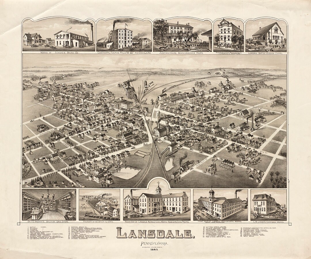 Map of Lansdale, Montgomery Co., Pennsylvania, PA 1885. Home Deco Style ...