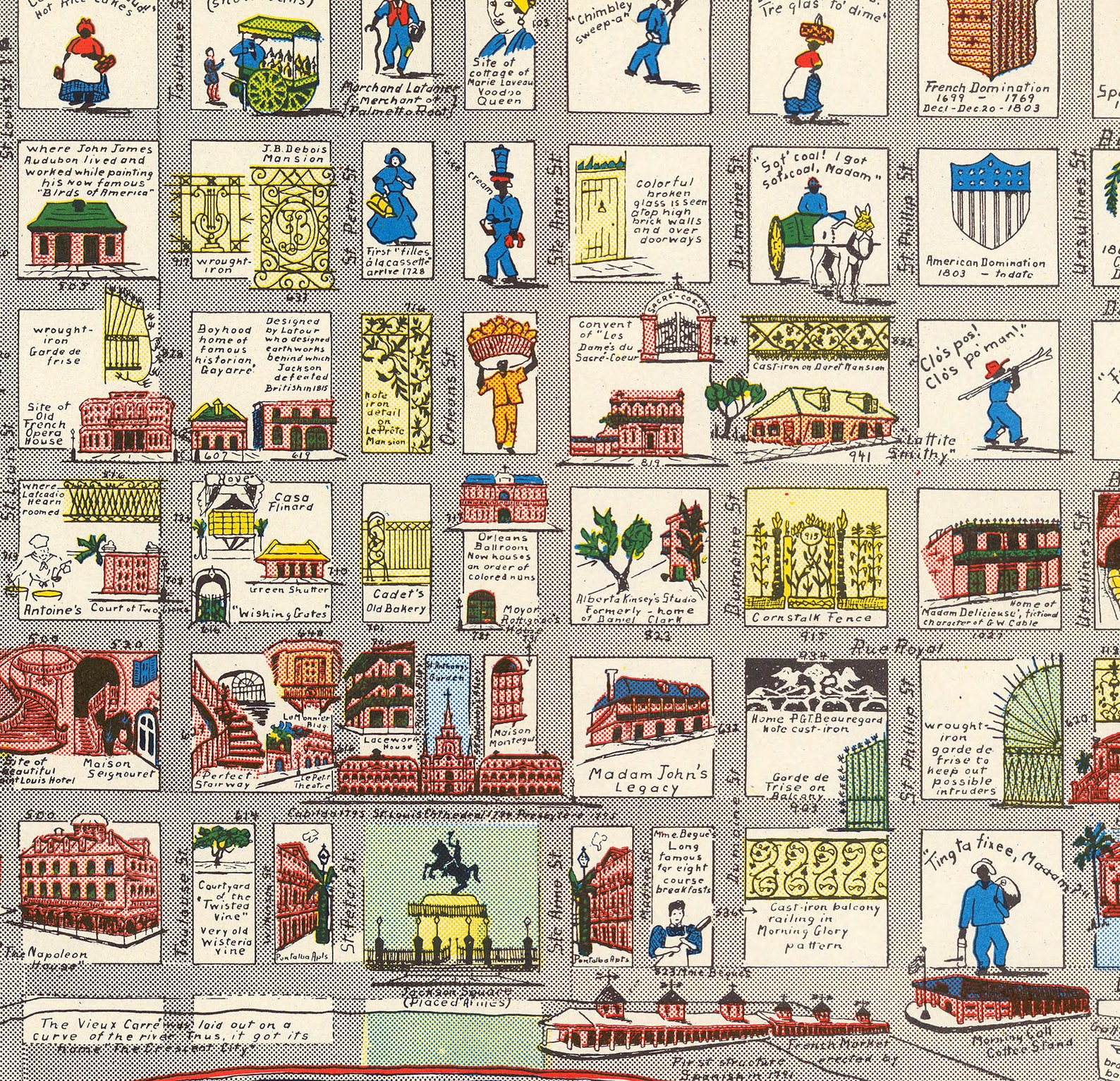 Map of French Quarter (vieux Carré / Barrio Francés) in New Orleans ...