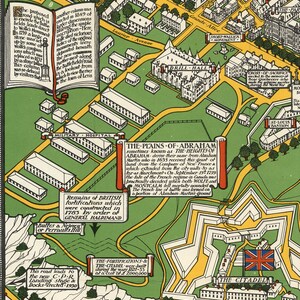 Pictorial Map of Quebec With Historical Notes. Vintage Home Deco Style ...