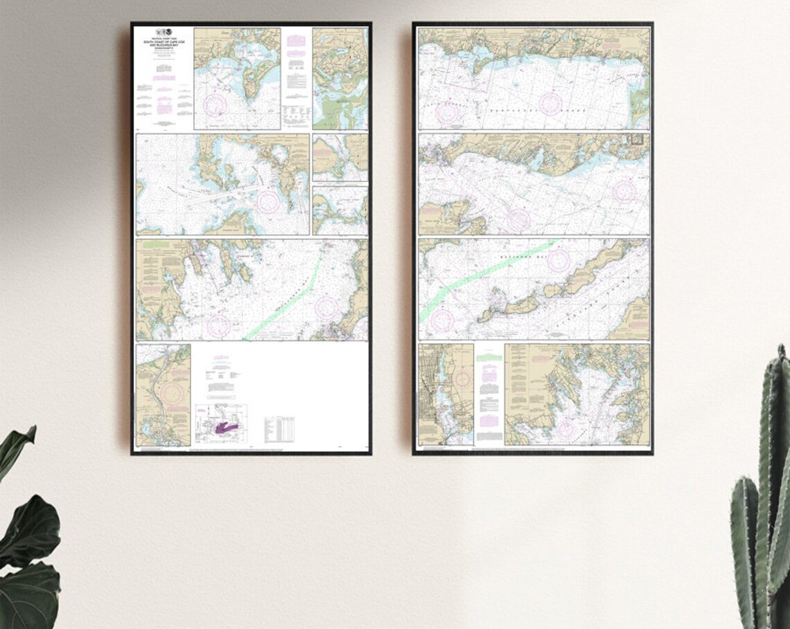 Nautical Charts of South Coast of Cape Cod and Buzzards Bay - Etsy