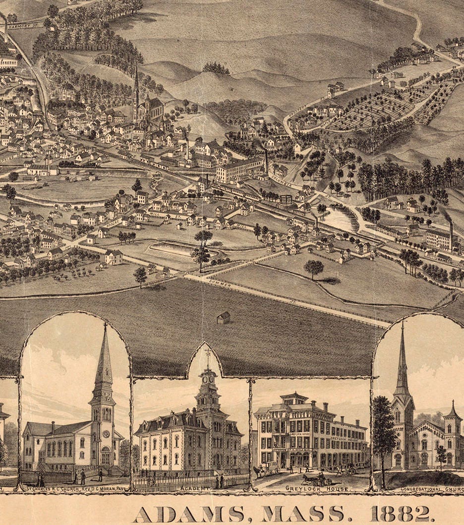Map of Adams, Berkshire Co., Massachusetts, MA, 1882. Restoration ...