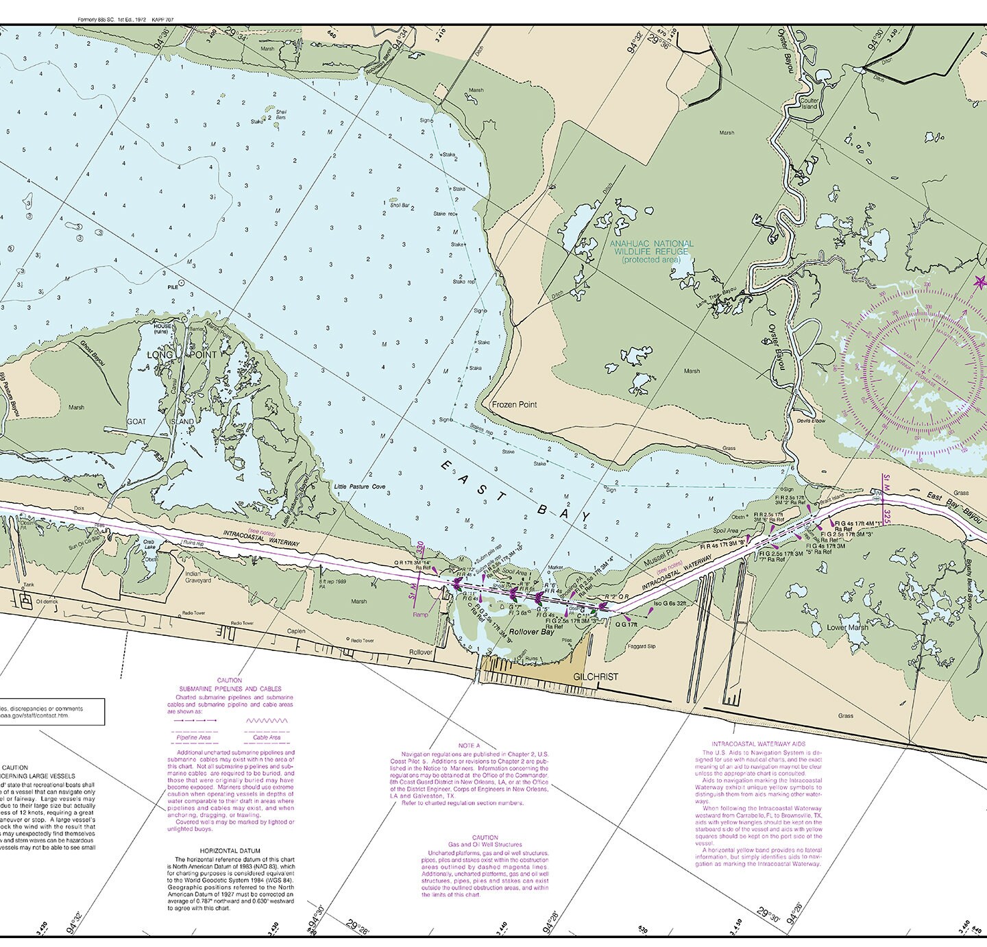 Nautical Charts of Ellender to Galveston Bay, Louisiana Texas. 11331 ...