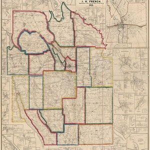 Map of Onondaga County, New York, NY. 1859 With Homeowner Names Vintage ...