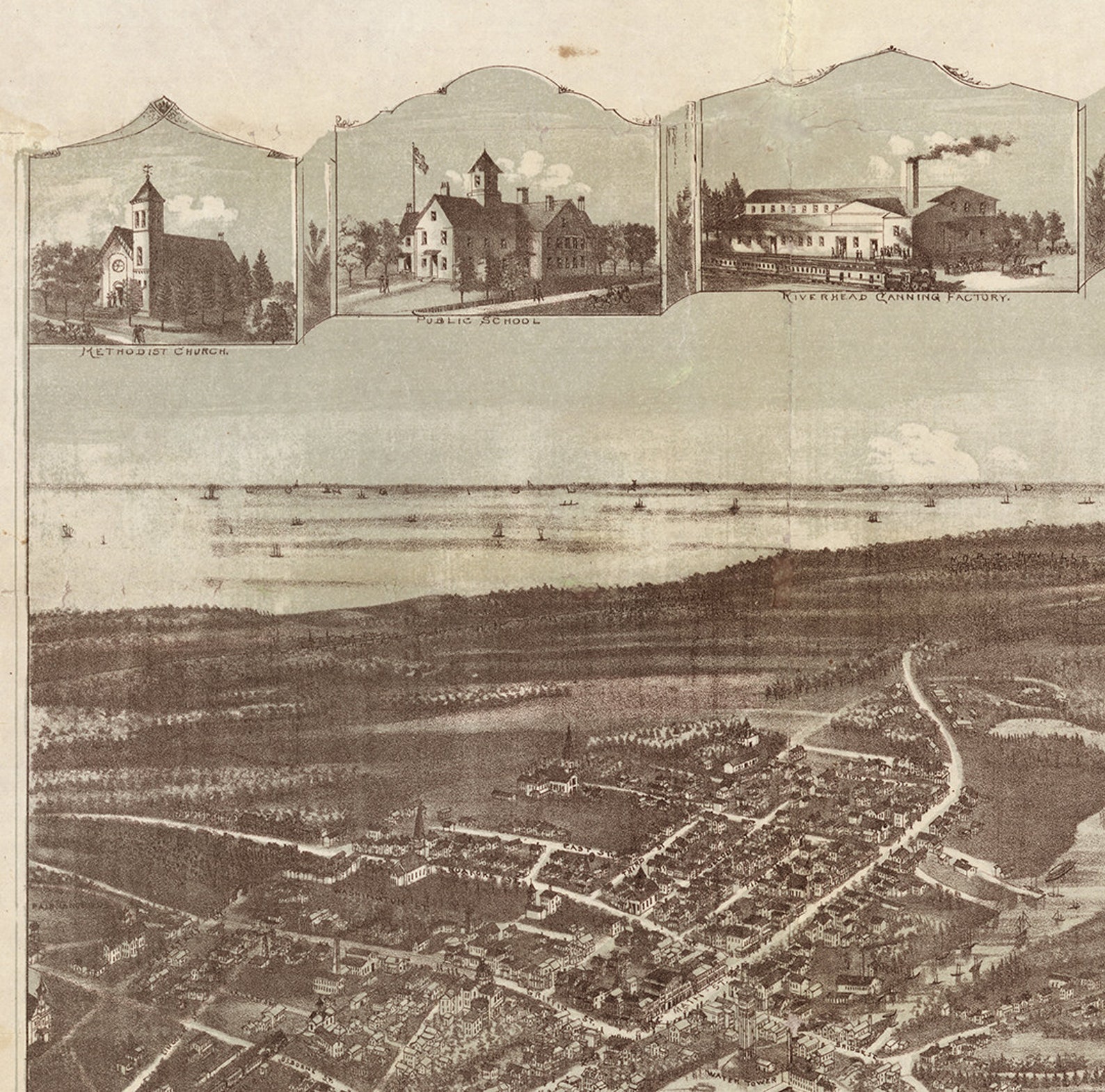 Map of Riverhead Long Island New York 1890. Vintage Home - Etsy