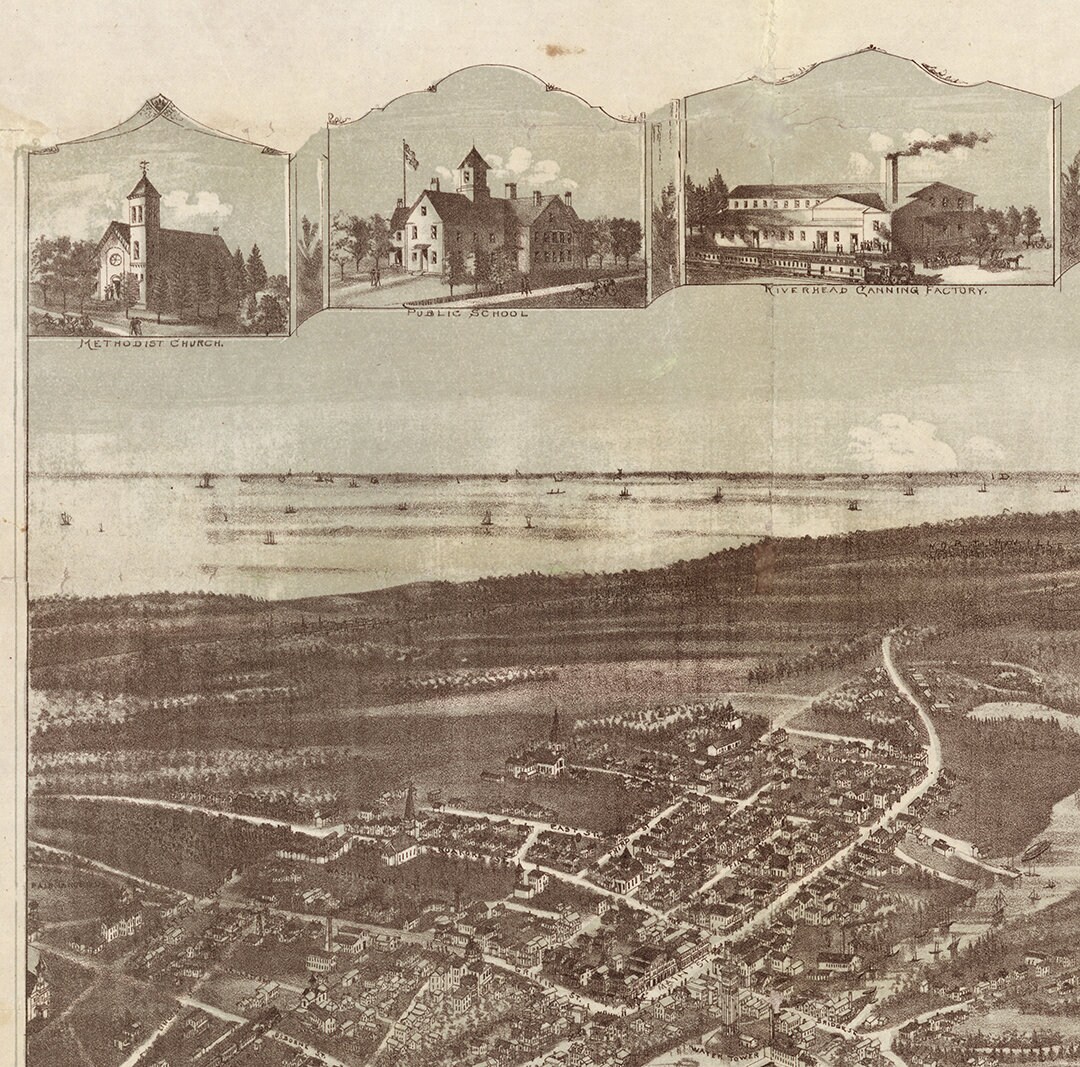 Map of Riverhead Long Island New York 1890. Vintage home | Etsy