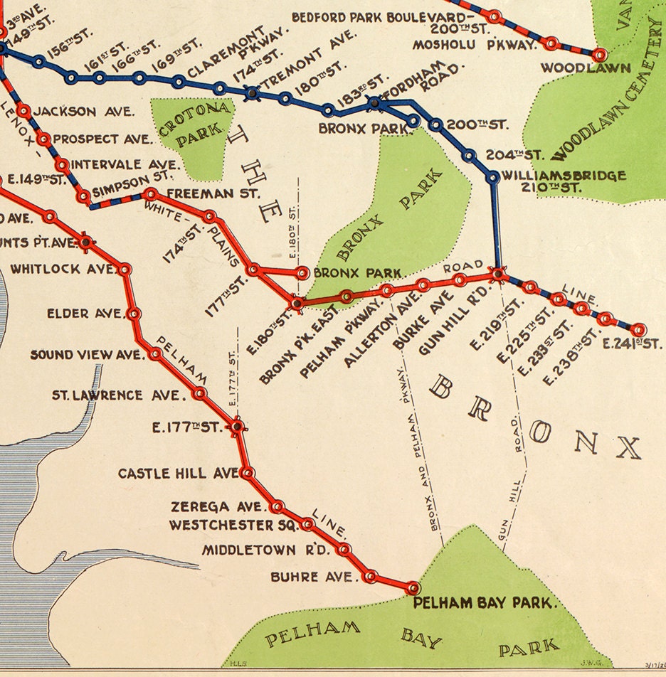 Routes of the Interborough Rapid Transit Company, Manhattan, New York ...