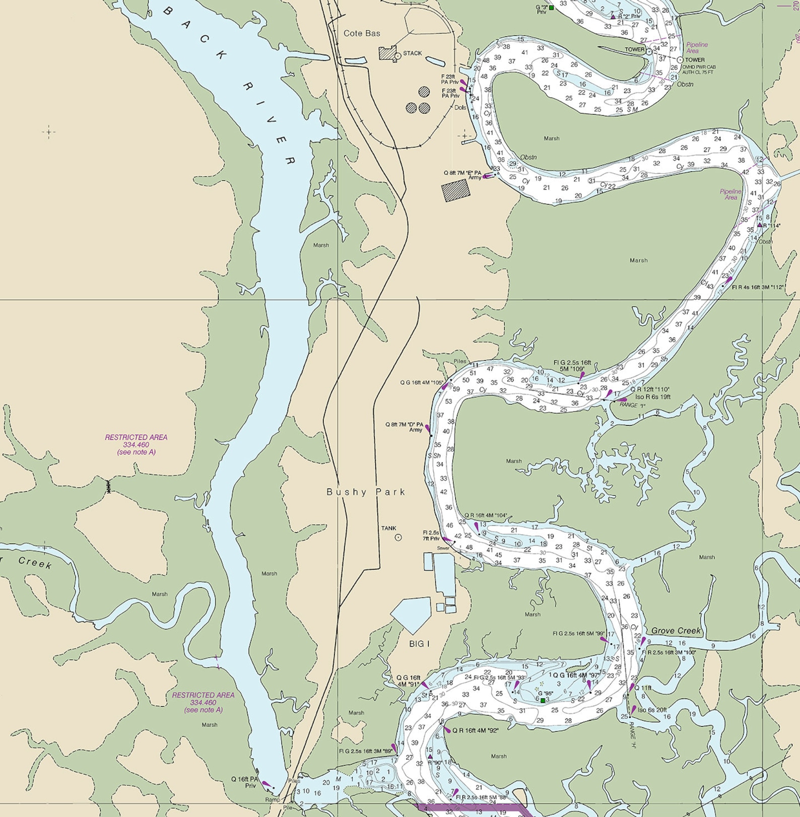 Nautical Charts of Cooper River Above Goose Creek in South - Etsy