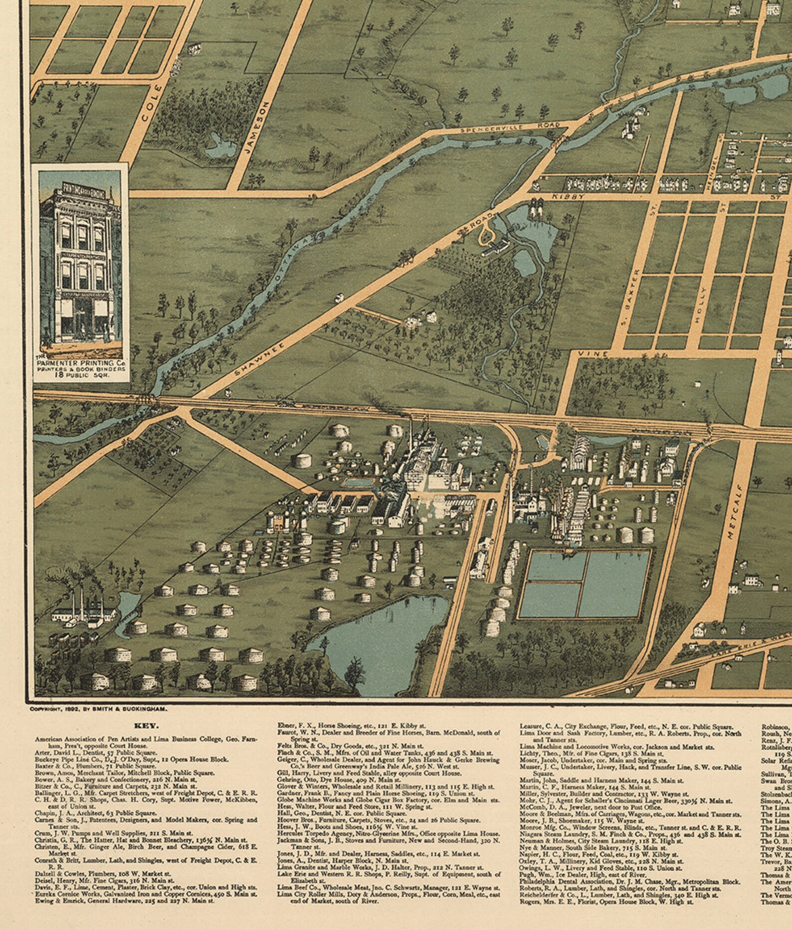 Map of Lima, Allen County, Ohio OH, 1892. Restoration Hardware Home ...