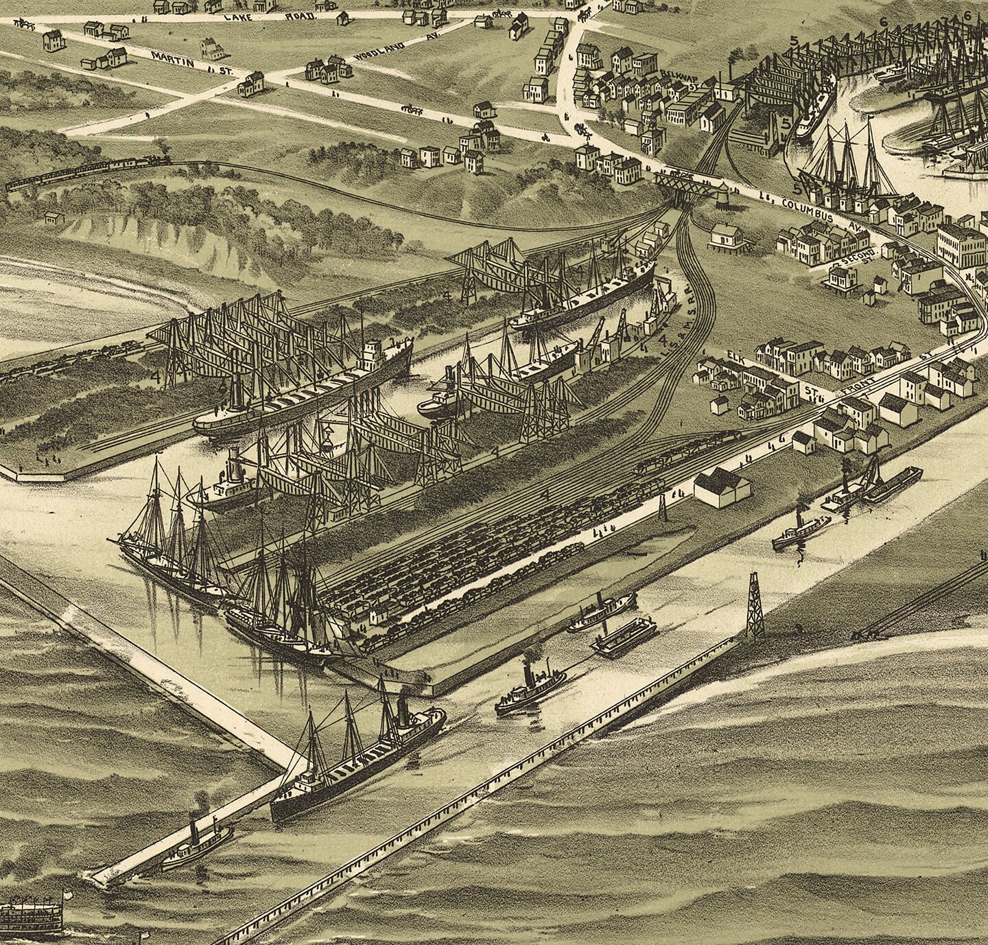 Map of Ashtabula Harbor Ashtabula Co. Ohio. 1896. Home Deco - Etsy