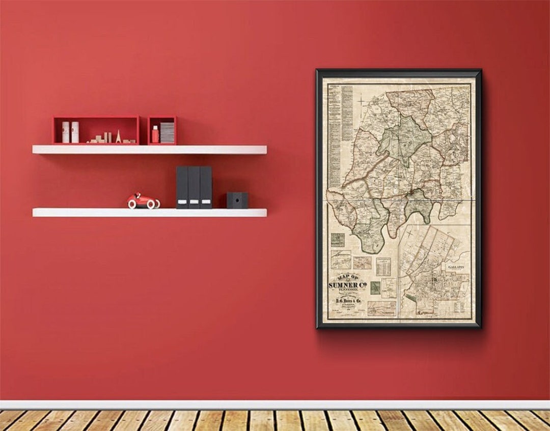 Map of the Sumner County, Tennessee 1878. Vintage Wall Art Decor ...