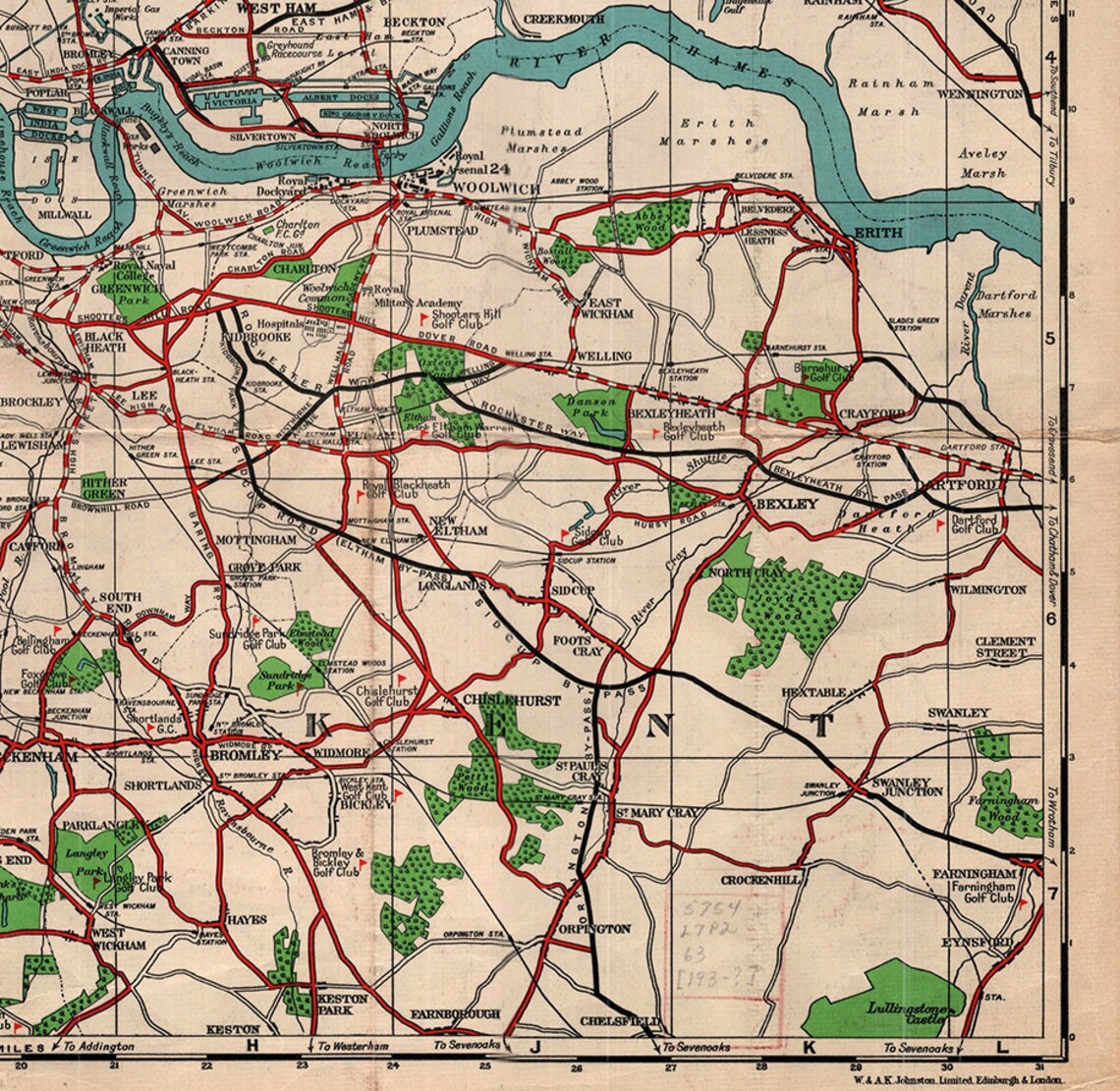 Historic London Map England U.K. 1930s. Restoration Hardware - Etsy