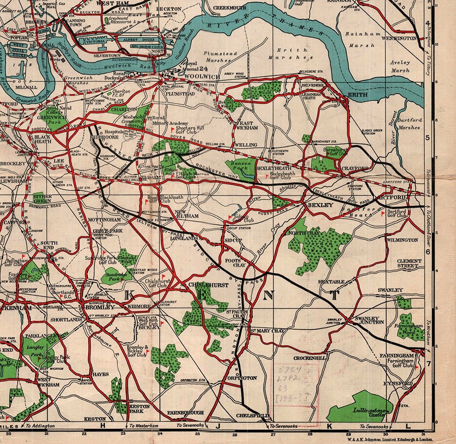 Historic London Map England U.K. 1930s. Restoration Hardware | Etsy