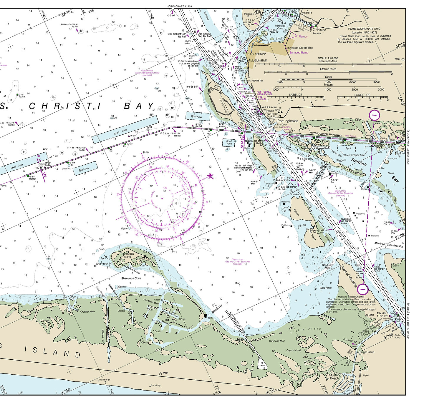 Nautical Charts of Redfish Bay to Middle Ground Including | Etsy