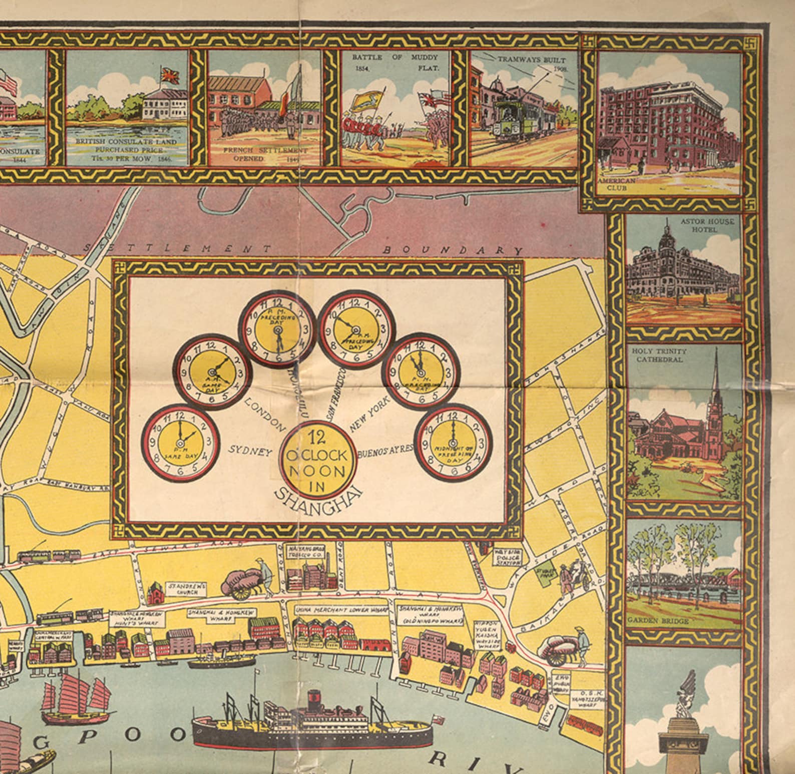 The Historic Pictorial Map of Shanghai China 1935. Vintage - Etsy