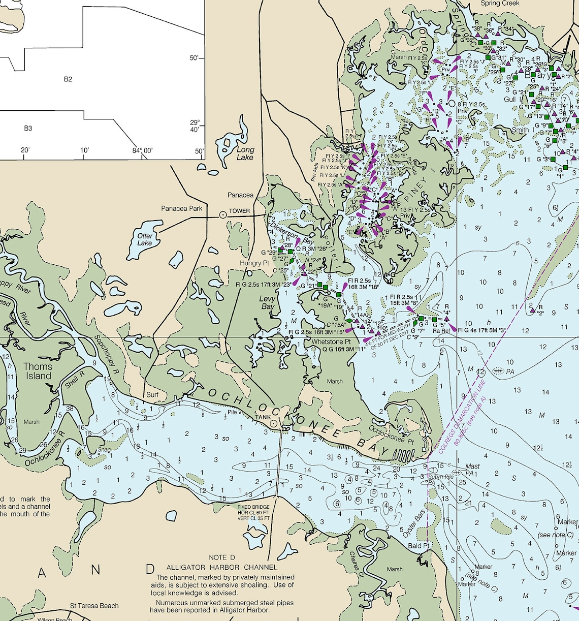 Nautical Chart of Apalachee Bay 11405. Florida. St James - Etsy