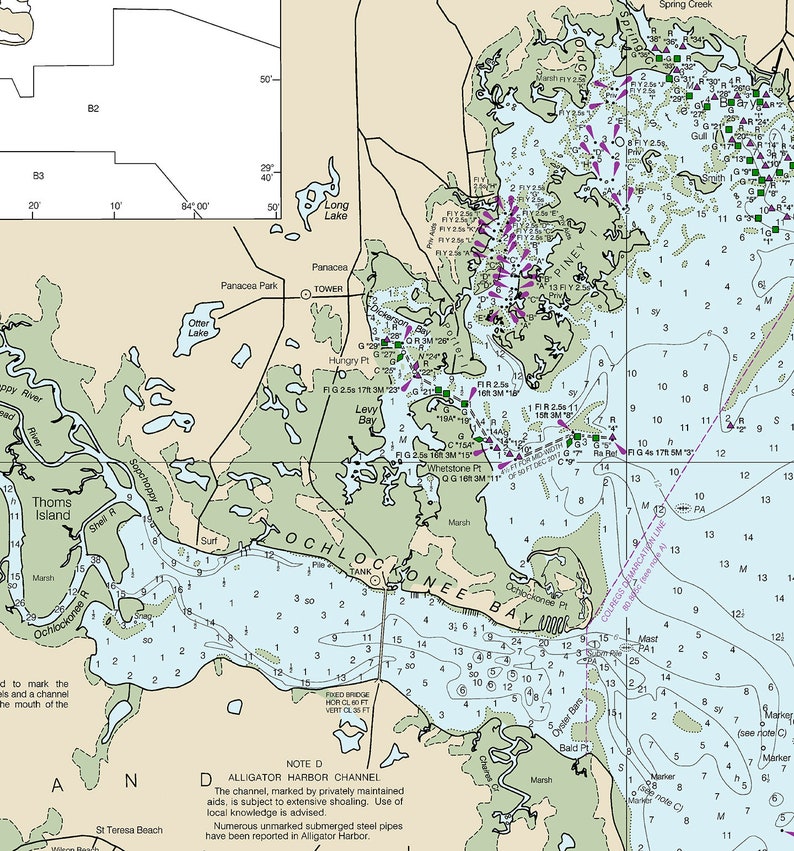 Nautical Chart of Apalachee Bay 11405. Florida. St James - Etsy