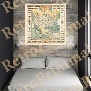 Big Game Fish Map Poster Print Vintage Fresh and Saltwater Fish Chart ...
