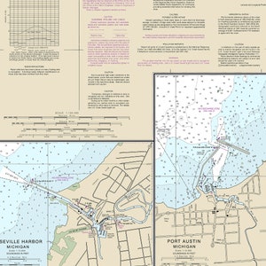 Nautical Charts of Saginaw Bay, Port Austin and Caseville Harbor ...