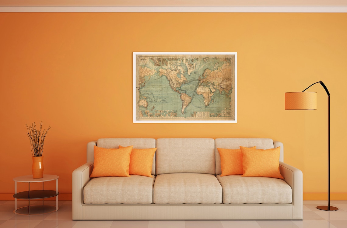 Chart of the World on Mercators Projection. 1882. Vintage Home | Etsy