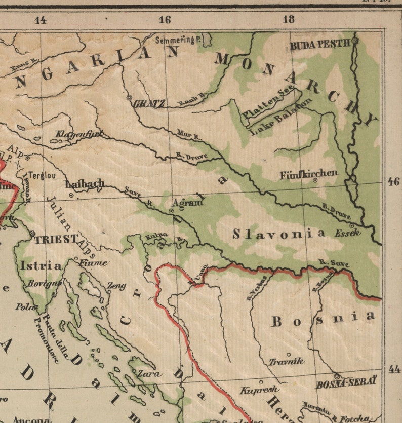 Map of Italy 1880. Vintage Home Deco Style Old Wall | Etsy