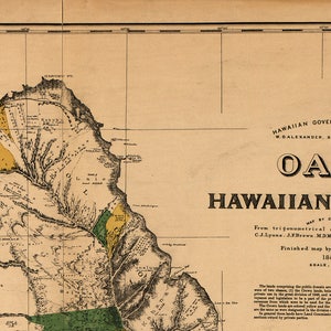 Map of Oahu, Hawaiian Islands, 1881. Restoration Hardware Home Deco ...