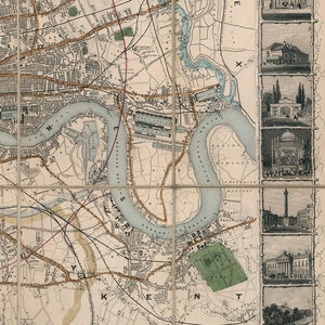 Historic London Map England U.K. 1851. Restoration Hardware Home Deco ...