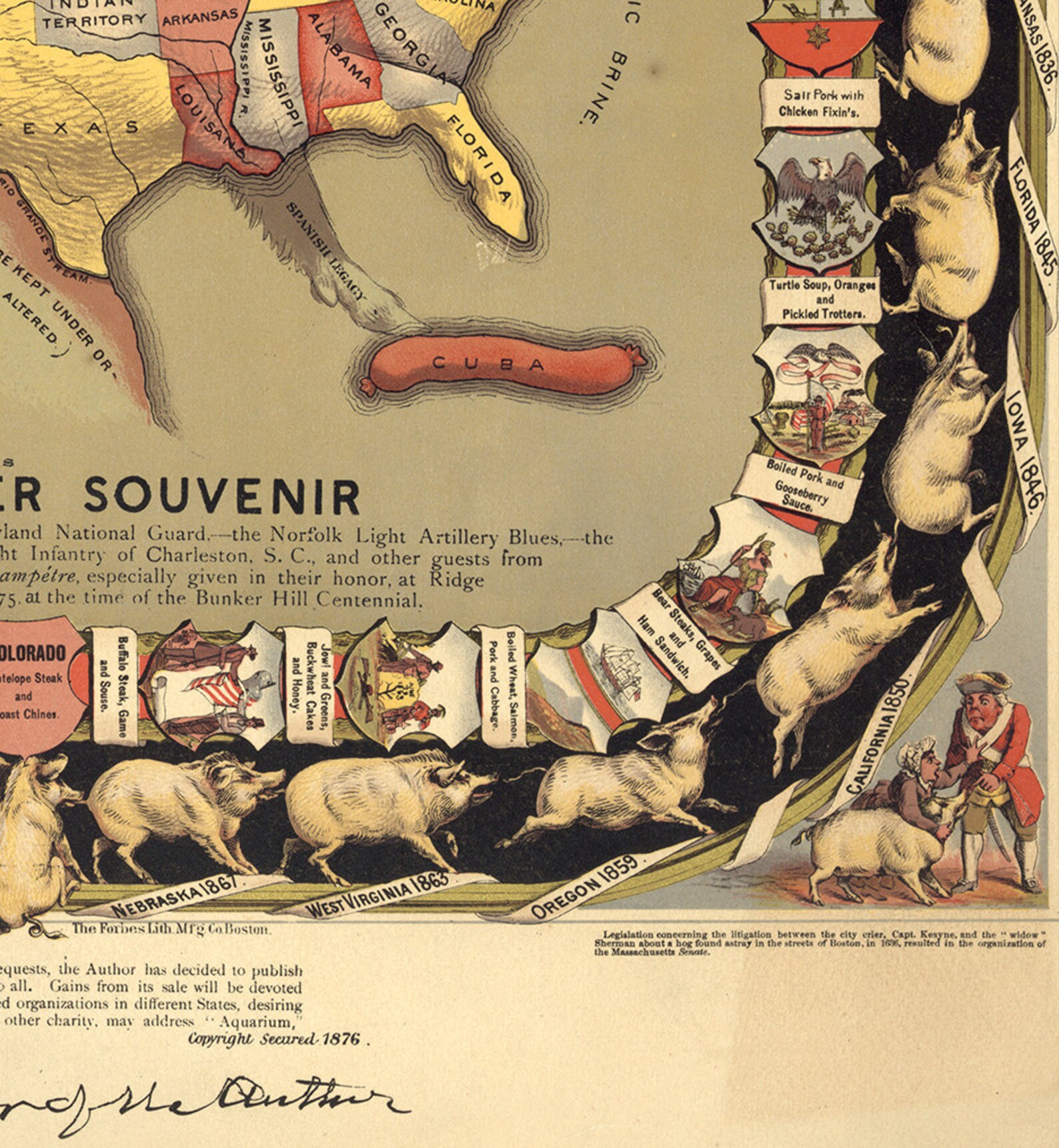 Map of U.S. Porcineograph Pig united States Shaped Like Hog | Etsy