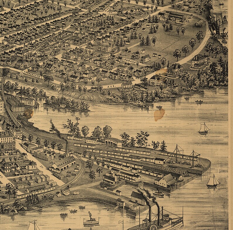 Map of Plattsburgh, Clinton County, New York, NY. 1899. Vintage ...