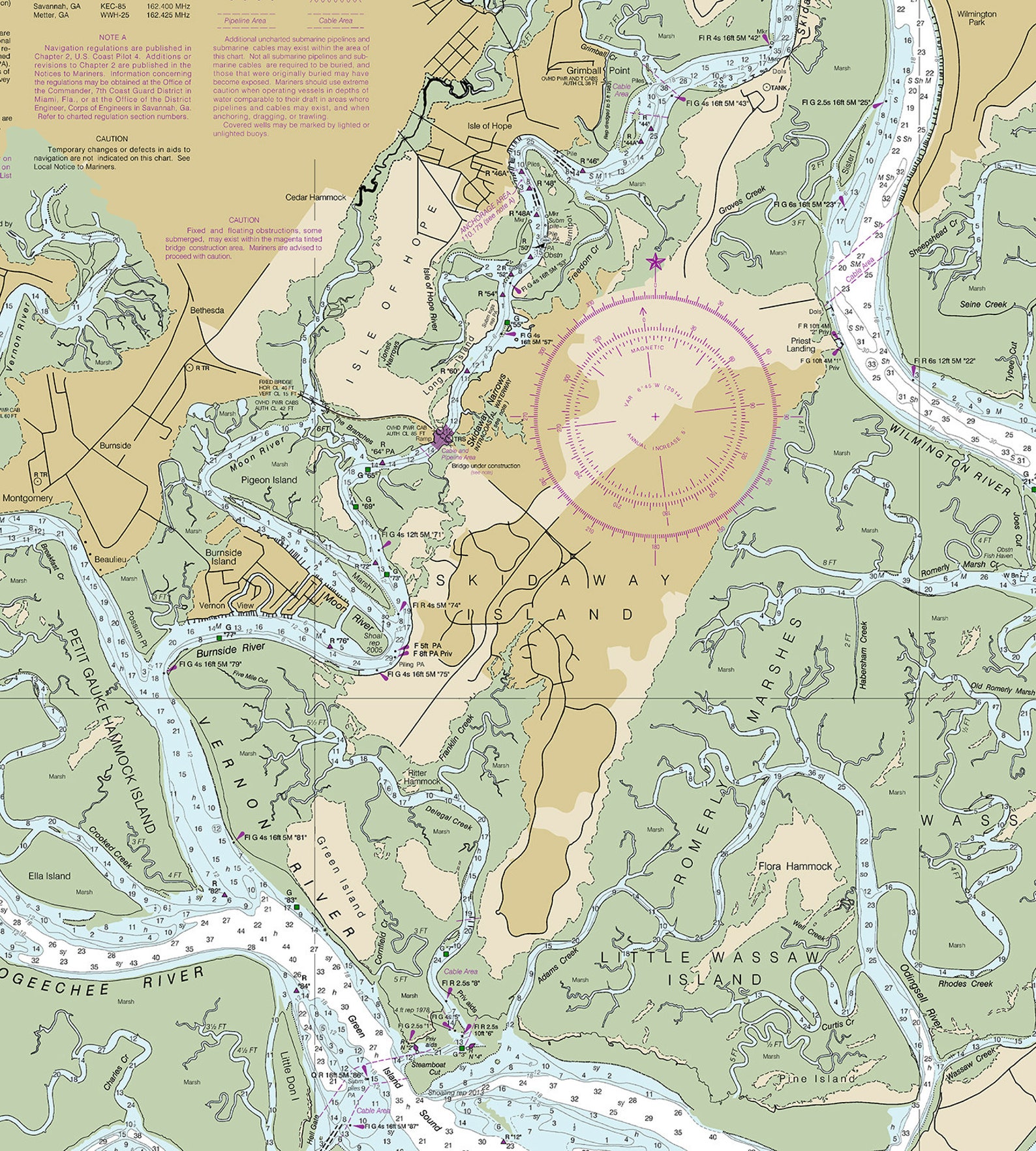 Nautical Charts of Savannah River and Wassaw Sound. 11512. | Etsy