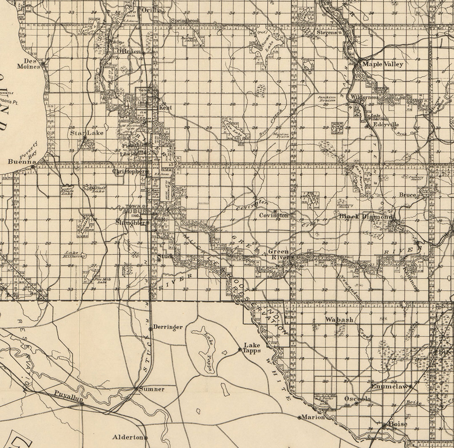 Map of King County Washington WT 1888. Vintage Restoration - Etsy